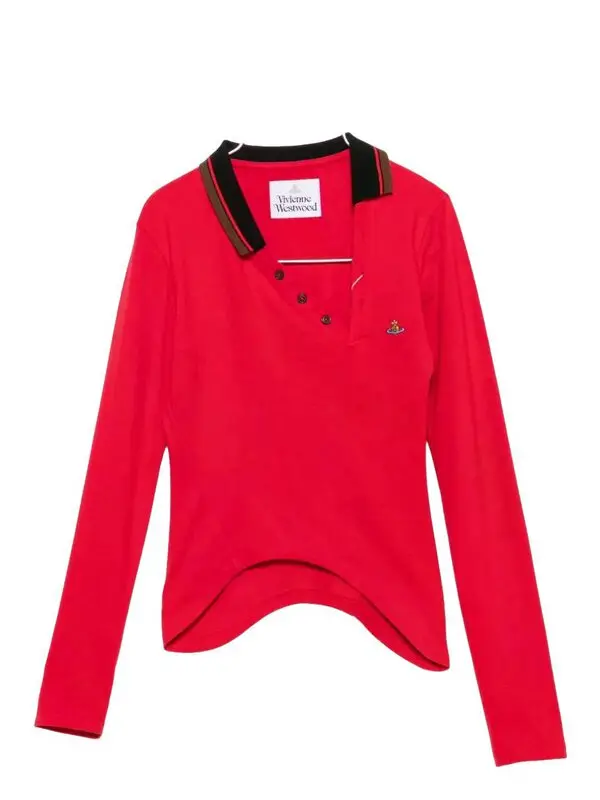 VIVIENNE WESTWOOD Glory Asymmetric Collar Polo Shirt - Red