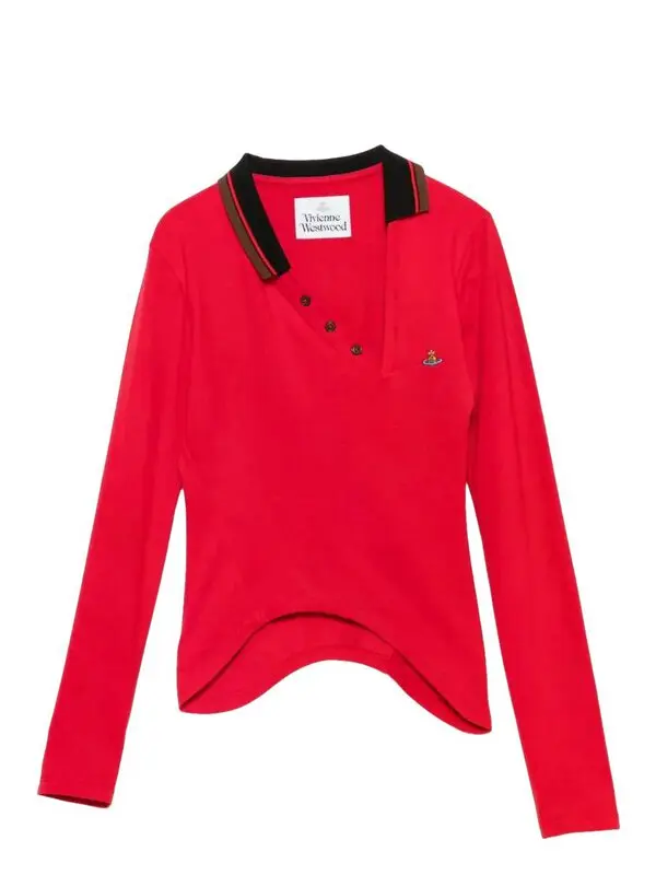 VIVIENNE WESTWOOD Glory Asymmetric Collar Polo Shirt - Red