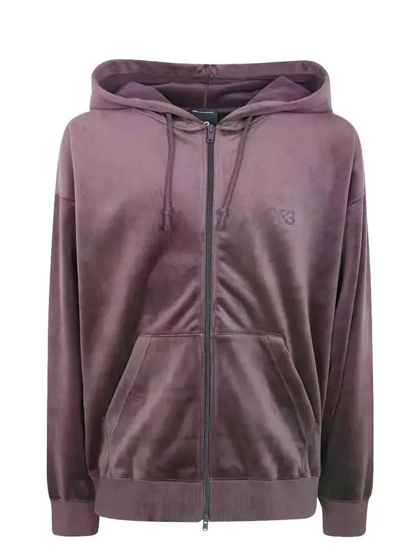 Yohji Yamamoto Velvet-effect Zip-up Hoodie - Purple