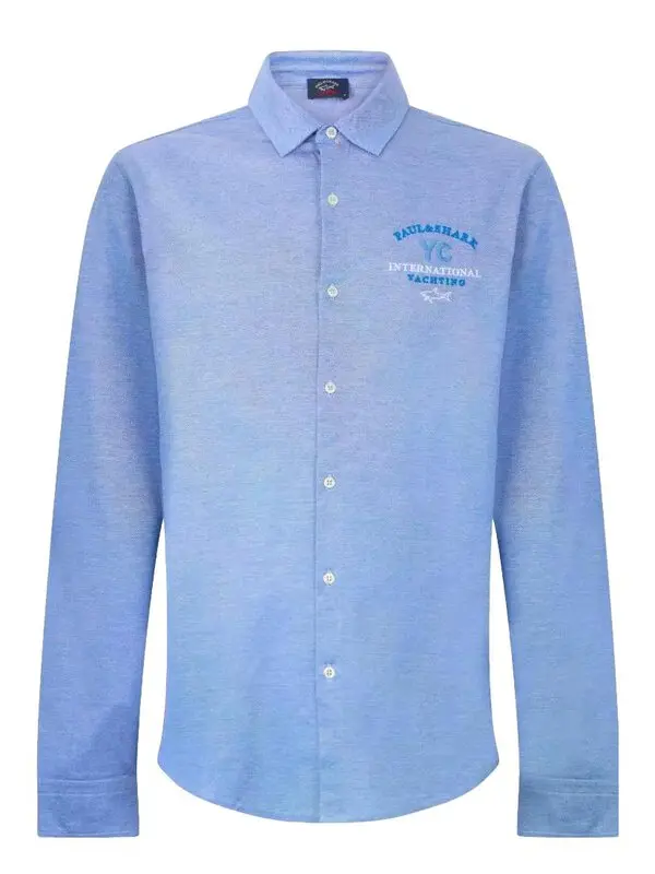 Paul & Shark Logo-embroidered Button-up Shirt - Blue