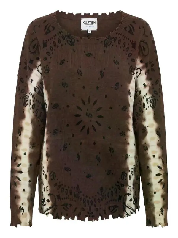 KUJTEN Cashmere Bandana Print Sweater - Brown
