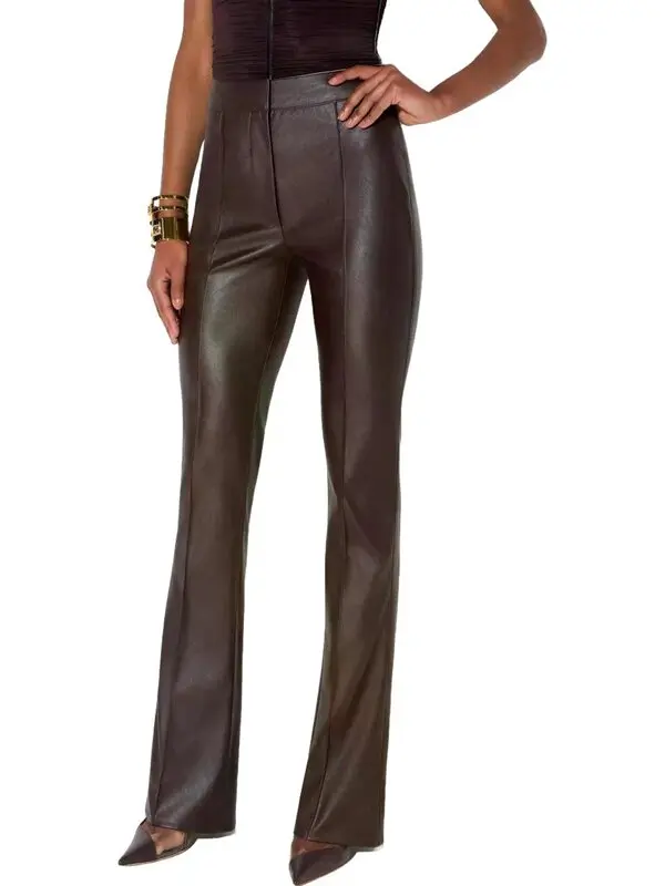 Elisabetta Franchi High-waisted Ribbed Bell-bottom Trousers - Brown