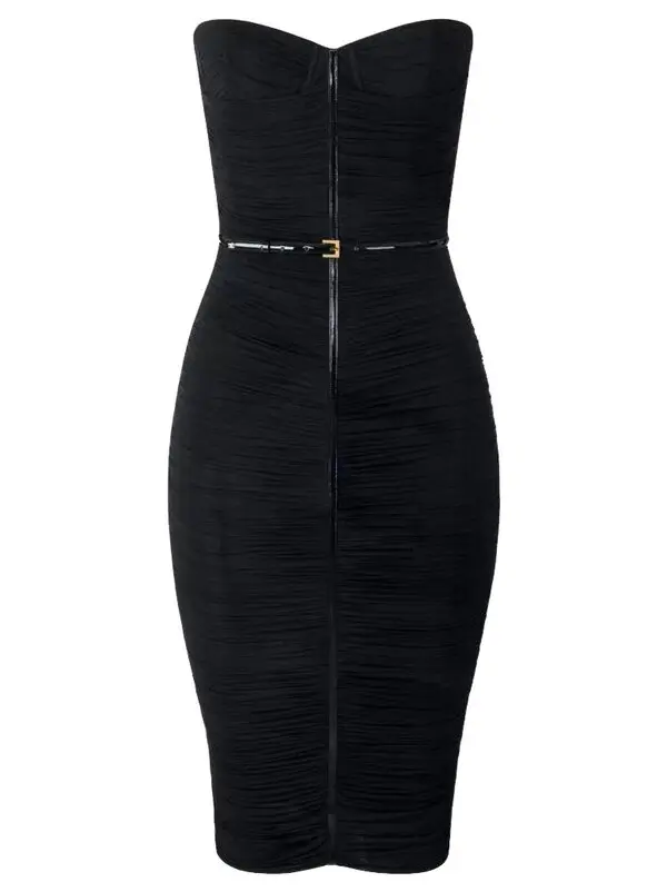 Elisabetta Franchi Jersey Stretch Dress With Belt - Black