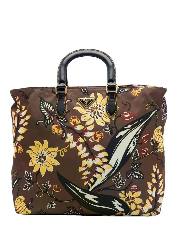 Prada Tessuto Stampato Satchel - Brown