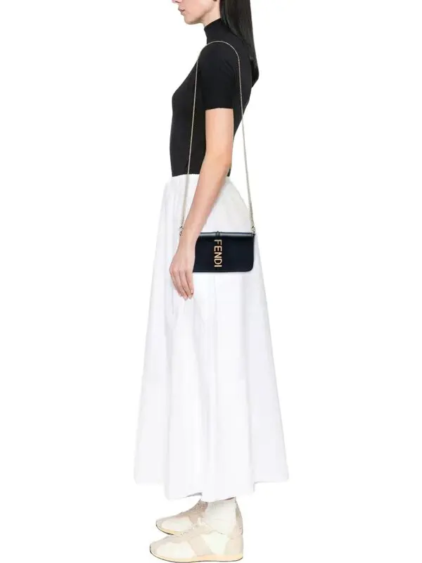 Fendi Leather Wallet On Chain Crossbody Bag - Black