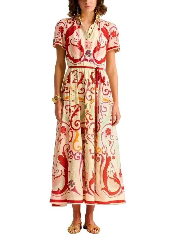Carolina K X Alfredo Genovese Elisetta Belted Maxi Dress - Neutrals