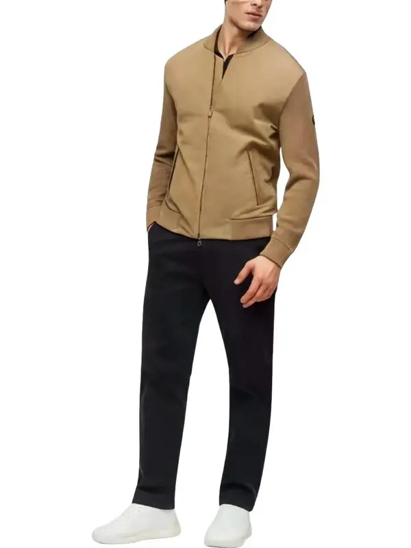BOSS Zip-up Panelled Sweater - Neutrals
