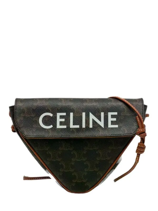 Celine 2021 Triomphe Coated Canvas Logo Triangle Crossbody Bag - Brown