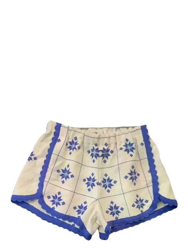 ORSINA Embroidered Scalloped-edge Shorts - Neutrals