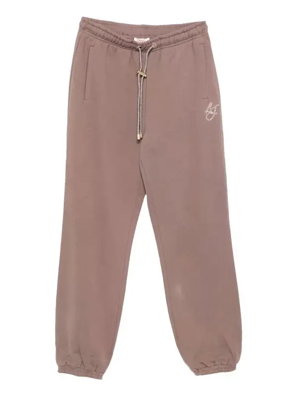 Liu Jo Rhinestone Logo Embellished Drawstring Track Pants - Brown