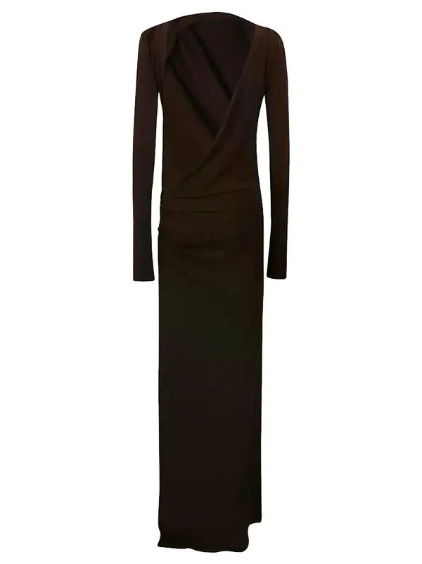 Andamane Draped Jersey Maxi Dress - Brown