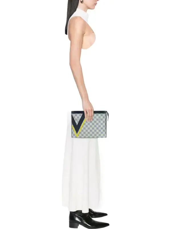 LOUIS VUITTON Damier Azur Pochette Voyage Mm Clutch Bag - White