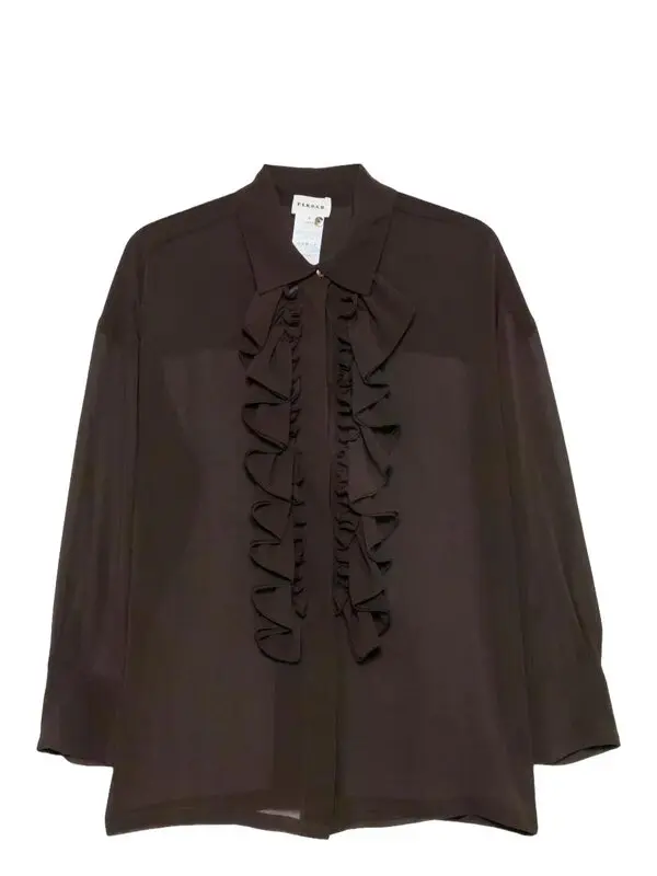 P.a.r.o.s.h Ruffled Semi-sheer Shirt - Brown