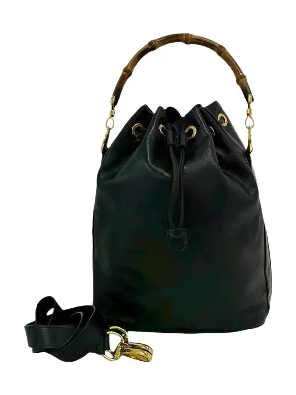 Gucci 20th Century Calfskin Bamboo Satchel - Black