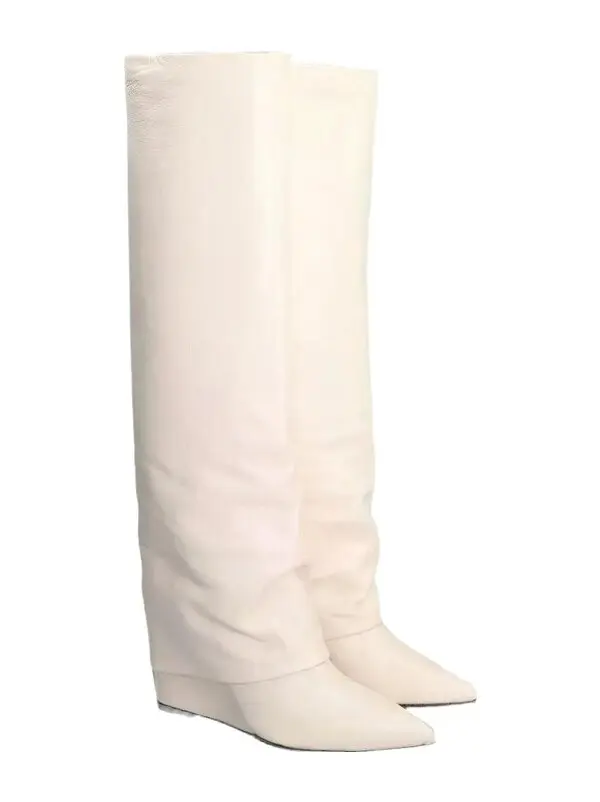 THE SELLER Pointed-toe Wedge Leather Boots - Neutrals