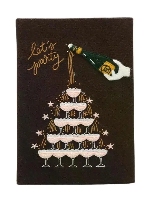 OLYMPIA LE-TAN Let's Party Embroidered-motif Book Clutch Bag - Brown