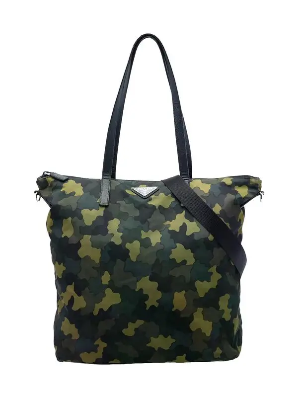 Prada 2013-2026 Tessuto Stampato Satchel - Green
