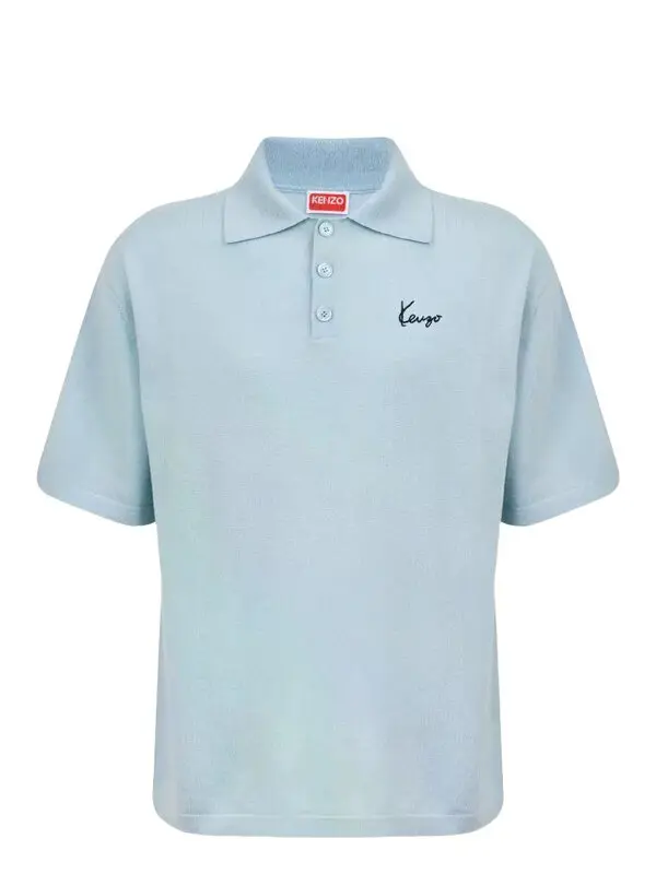 Kenzo Signature-embroidered Polo Shirt - Blue