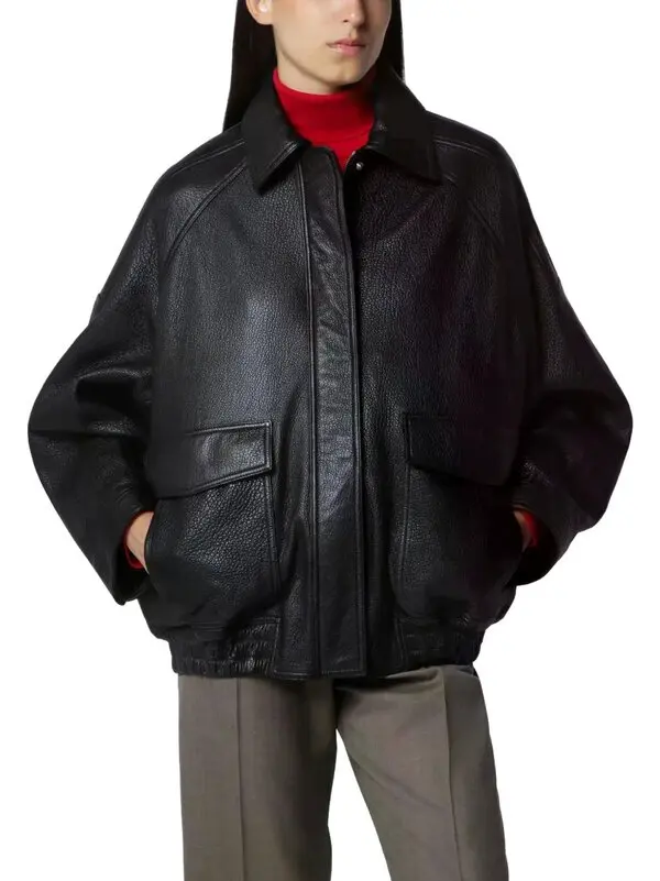 RÓHE Collared Grained-leather Jacket - Black