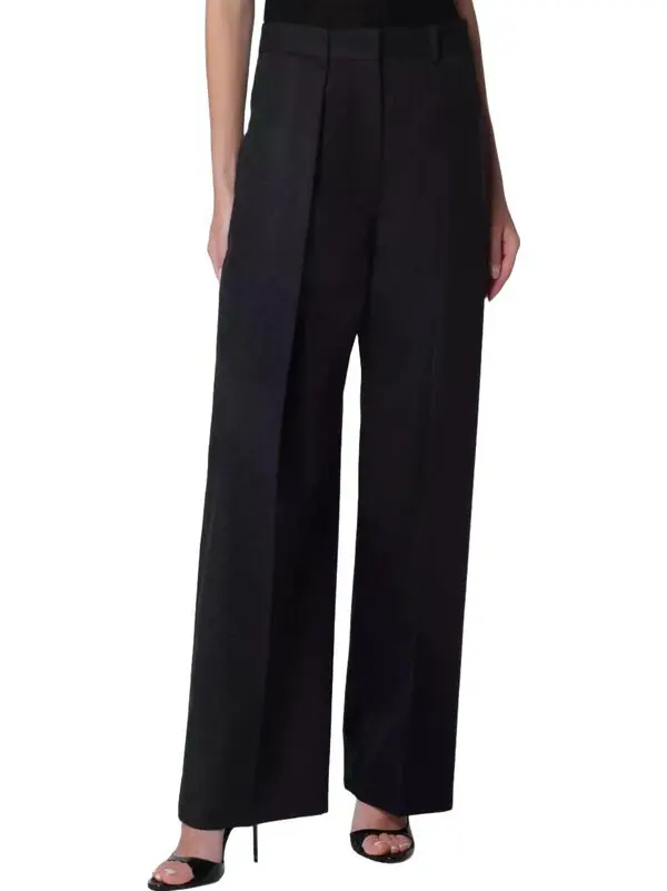 Victoria Beckham Cecilia Wide Leg Wool Trousers - Black