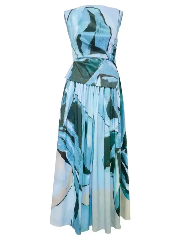 Acler Robaker Abstract-print Maxi Dress - Blue