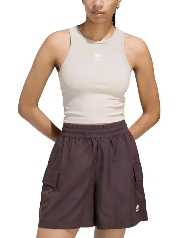 Adidas Ribbed Knit Racerback Tank Top - Neutrals