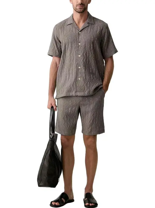 LINDBERGH Geometric-pattern Camp-collar Shirt - Grey