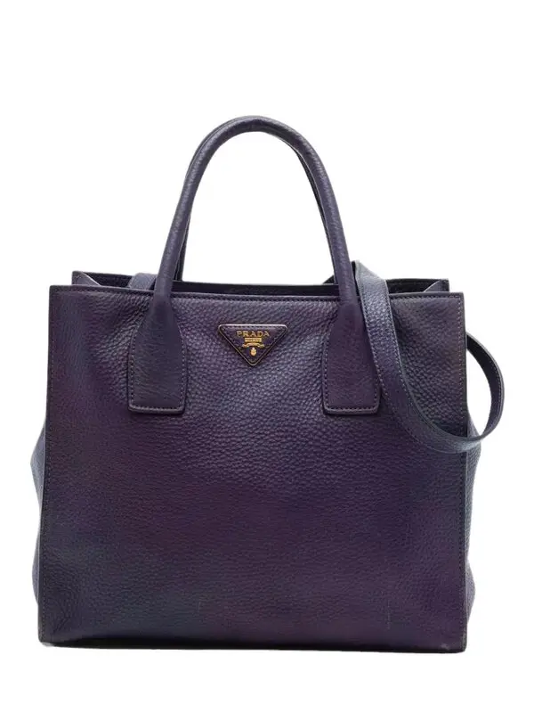Prada Vitello Daino Convertible Tote Satchel - Purple