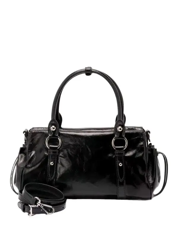 Miu Miu Logo-embossed Leather Shoulder Bag - Black
