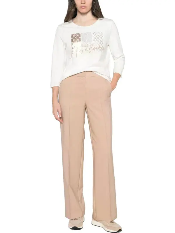 BETTY BARCLAY Side-stripe Crystal-embellished Trousers - Neutrals