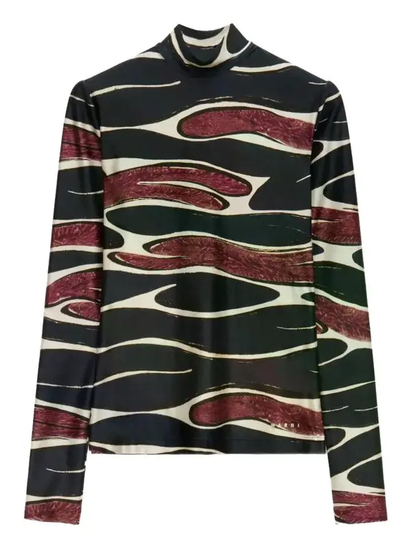 Marni Crimson Flow Turtle-neck T-shirt - Black