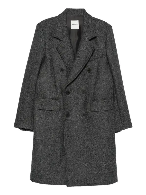 Sandro Achille Double-breasted Coat - Grey