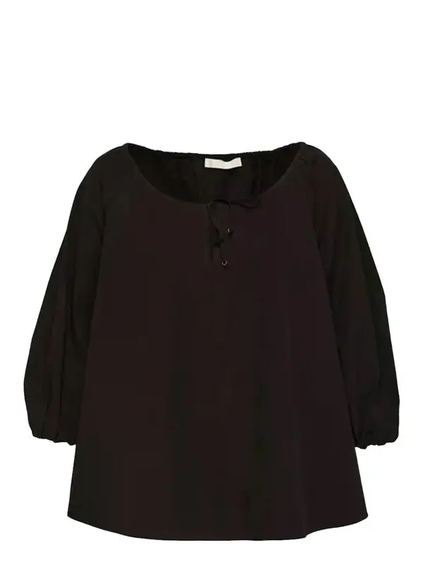 CLUB21 Flared Top With Scoop Neck And Three-quarter Length Sleeves - Black