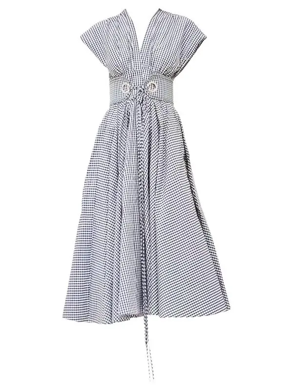 Alexis Riviera Gingham Midi Dress - Blue