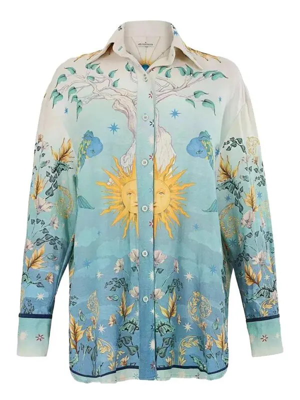 Agua Bendita Anastasia Graphic Print Button-up Shirt - Blue