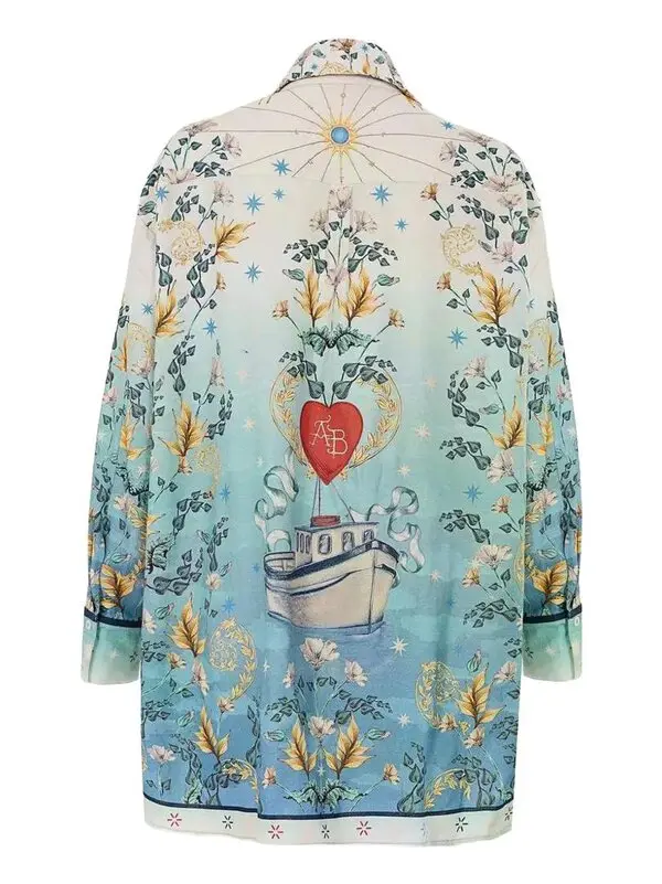 Agua Bendita Anastasia Graphic Print Button-up Shirt - Blue