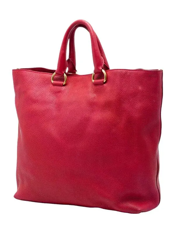 Prada Vitello Daino Open Convertible Tote Satchel - Red