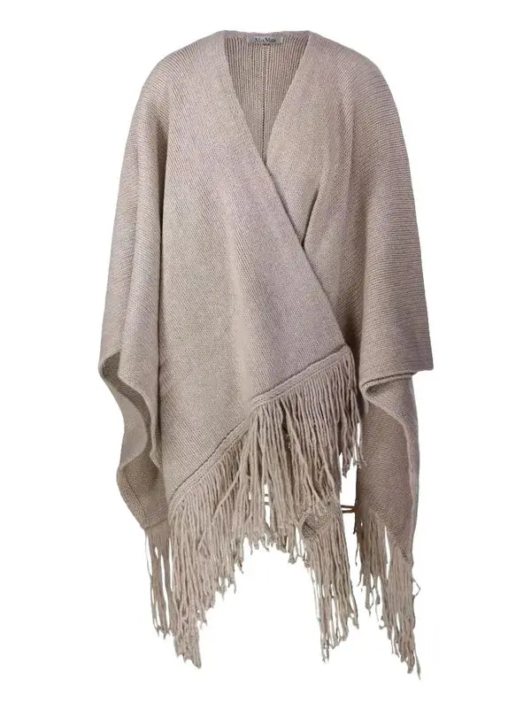 Max Mara Fringe-trimmed Knitted Poncho - Neutrals