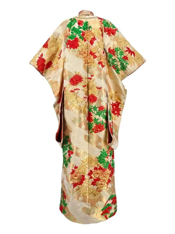 Vintage Floral Embroidered Kimono Coat - Neutrals