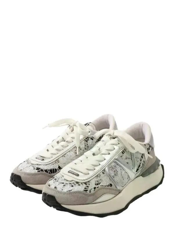 Valentino Garavani 2010s Race Runner Lace-panel Sneakers - Silver