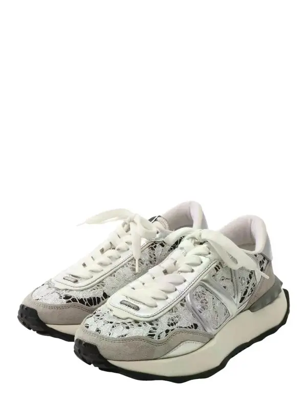 Valentino Garavani 2010s Race Runner Lace-panel Sneakers - Silver