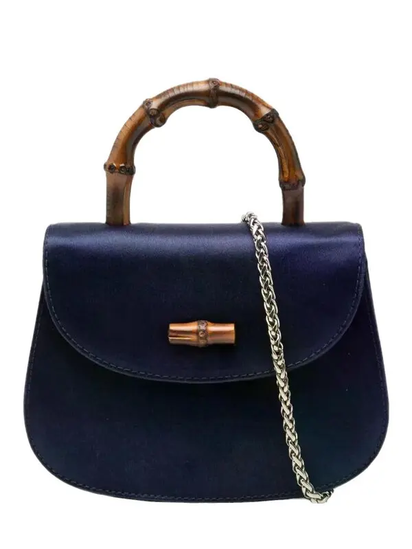 Gucci 20th Century Mini Satin Bamboo Night Satchel - Blue