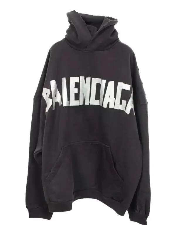 Balenciaga Logo-print Distressed Hoodie - Grey
