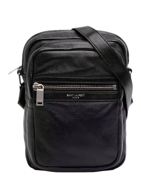 Saint Laurent 2023 Leather Sid Messenger Bag Crossbody Bag - Black