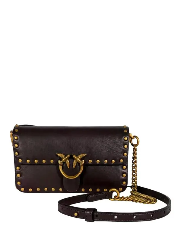 Pinko Love One Studded Cross Body Bag - Brown
