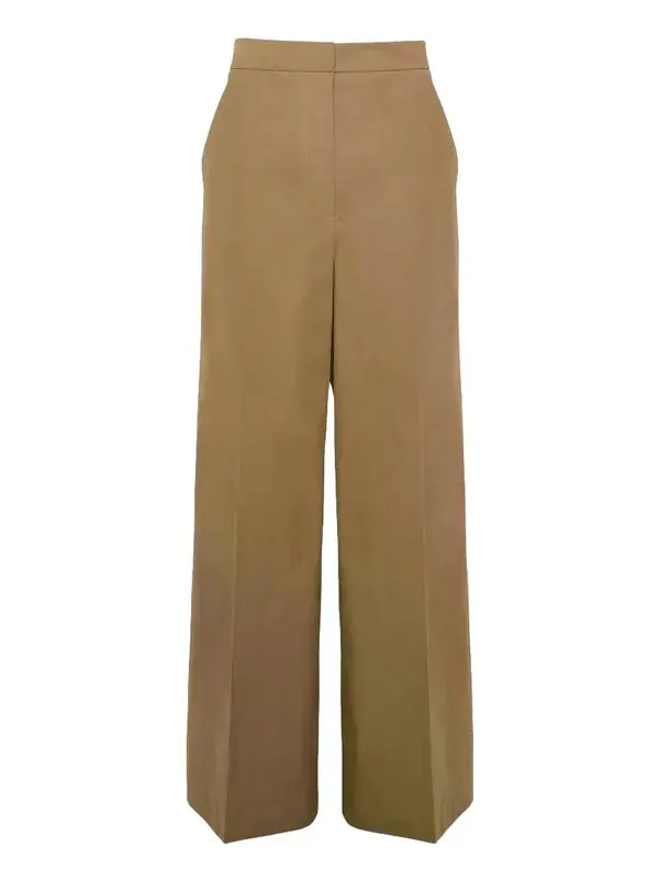 YVES SALOMON Wide-leg Cotton Trousers - Neutrals
