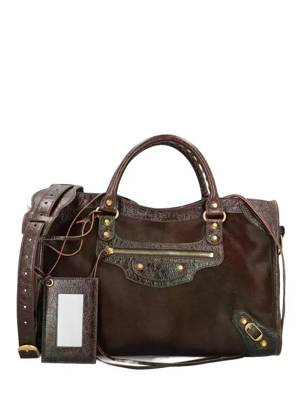 Balenciaga Le City Bag Medium Pony Hair And Lambskin - Brown
