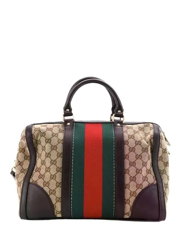 Gucci Vintage Bee Web Gg Canvas Medium Satchel - Brown