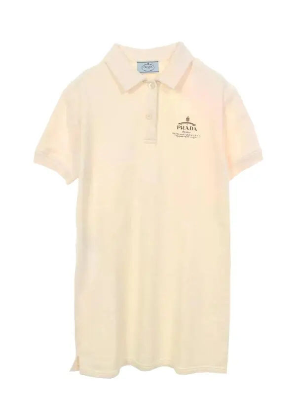 Prada 2010s Logo-print Polo-collar Mini Dress - White