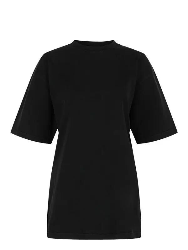 Balenciaga Medium Fit Crystal Embellished Logo T-shirt /silver - Black
